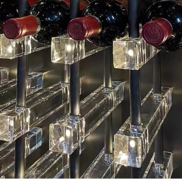 Modern Elegance Acrylic and Metal Wine Racks with LED Lighting