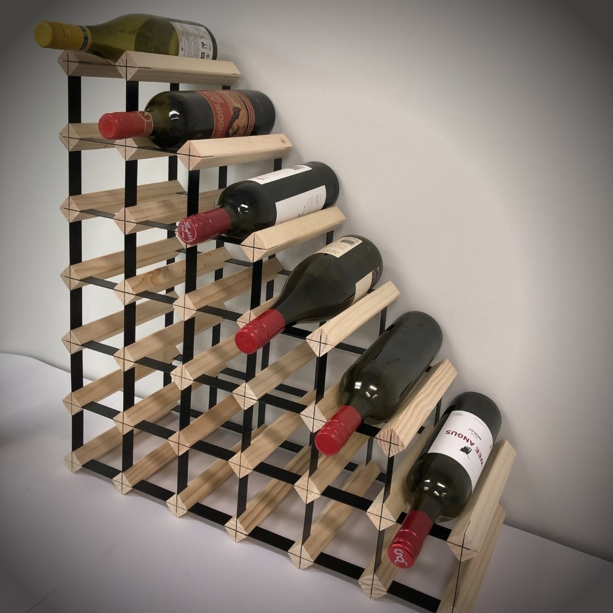 Sloped Timber Wine Rack | Natural Finish